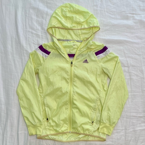 adidas | Jackets & Coats | Adidas Running Jacket In Highlighter Yellow ...